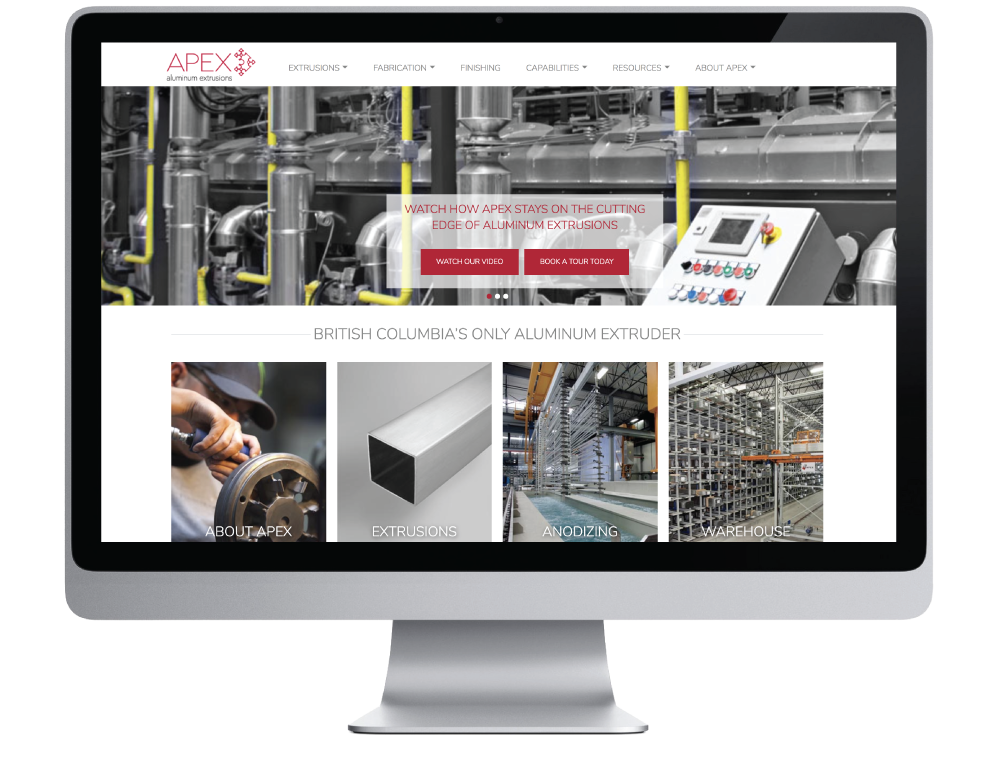 Apex Aluminum Extrusions Website | Honeycomb Creative Inc.